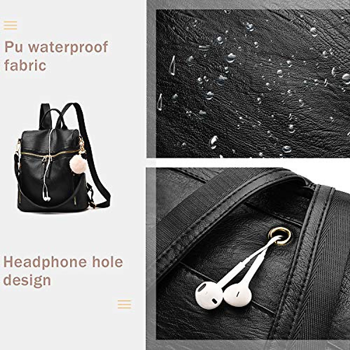 DDQYYSPP Backpack Purse for Women Large Capacity Multipurpose Travel Bag Leather Backpack Shoulder Bag Girls Backpack Schoolbag