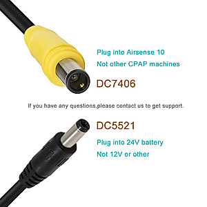 Talentcell DC 24V Power Cord, 5.5 x 2.1mm Male to DC7406 Male Plug Power Supply Cable for Laptop, Notebook, S10 and More