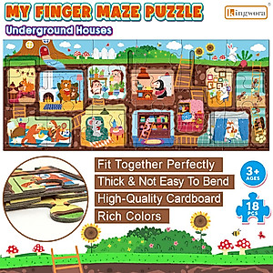 Floor Puzzles for Kids - Underground Houses Finger Maze Puzzle for Children 3 and up,18 Pcs Fit Together Perfectly,Toddler Children Learning Preschool Educational Development Toys