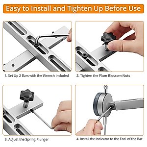 Neoteck 0-1'' Digital Dial Indicator Table Saw Gauge Suitable for Table Saws with a Groove Width of 3/4" (19mm) or more for Aligning and Calibrating Work,Shop Machinery,Band Saw and Drill Press-Silver