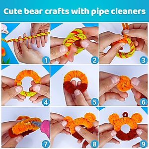 Iooleem 200pcs Orange Pipe Cleaners, Chenille Stems, Pipe Cleaners for Crafts, Pipe Cleaner Crafts, Art and Craft Supplies.