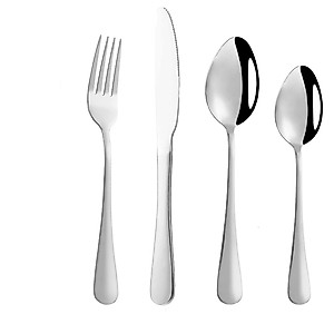 OBTIAN Stainless Steel Customized Flatware Set,Engraving Name Knife Forks Spoon,Personalized names will be engraved on your tableware, Customized Birthday Christmas Gift Silver