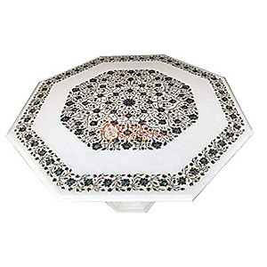 Marble Dining Center Table Top With Stand Pauashell Turquoise Inlay Garden Home Decor
