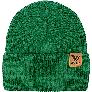 Vgogfly Women Knit Beanie Hats Slouchy Winter Knitted Hat Warm Men Soft Cap Ski Cuffed Unisex Green