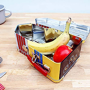 Suck UK Lunch Box Rocket Kids Lunch Box Kids Lunch Bag For School Supplies Metal Snack Box & Retro Sandwich Containers Kids Lunch Container Toy Storage Toddler Lunch Box Red & Yellow