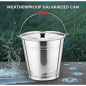 Skywin Metal Can with Lid - Durable 4 Gallon Metal Bucket With Lid for Heavy Loads - Environment-friendly Metal Trash Can With Lid Outdoor, Safe Alternative to Plastic (3)