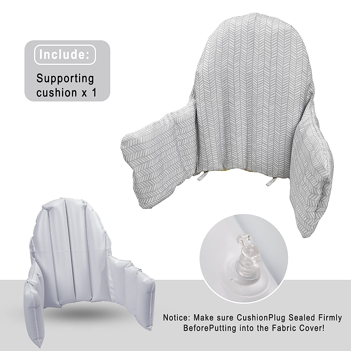 High Chair Cushion, for IKEA High Chair Cushion, Cushion High Chair, for IKEA Highchair Cushion for IKEA Antilop Highchair, Built-in Inflatable Cushion, Baby Sitting More Comfortable (gray Stripes)