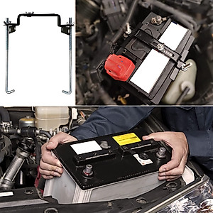 Adjustable Battery Hold Down, Battery Hold Down Bracket, Universal Battery Crossbar with L Bolt, Car Crossbar Battery Fixing Holder, Battery Tie Down Kit for Car SUV (Bolt Length 27cm/10.63inches)