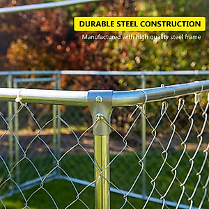 MAGIC UNION Dog Kennel Outdoor Metal Dog Cage Outside Dog Fence Pet Enclosure Fencing with Water-Resistant Cover Roof Backyard Dog Run House (Basic)