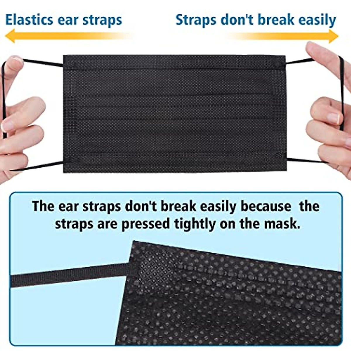 100PCS Face Masks, Masks Disposable, 3 Layer Protection Black Disposable Face Masks for Adult, Teenager, elderly