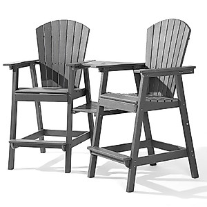 PASAMIC Tall Adirondack Chair Set of 2 with Removable Double Connecting Trays
