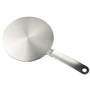 RUNZI 9.45inch Heat Diffuser Stainless Steel Induction Diffuser Plate for Electric Gas Stove Glass Induction Cooktop Heat Diffuser WITH removable handle 24CM