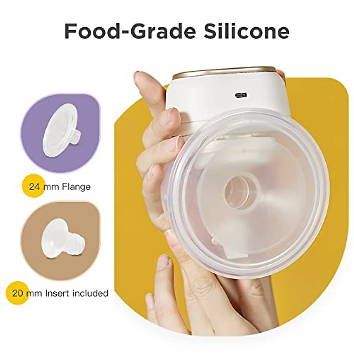 Phanpy E-Joy S2 Wearable Hands Free Portable Breast Pump, 3 Modes 8 Levels High Performance LED Touch Screen Low Noise, 7oz Capacity 20&24 mm(2 Counts)