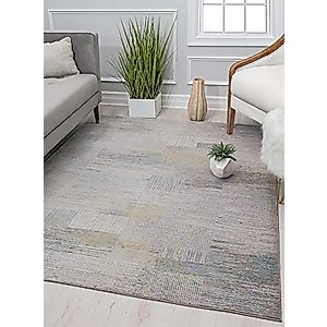 CosmoLiving by Cosmopolitan Melyna MA15A Revere Pewter Contemporary Abstract Area Rug, 8'0"X10'0"