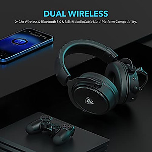 NUBWO Wireless Gaming Headset,2.4GHz & Bluetooth 5.3 Technology with Noise-Canceling Microphone, Stereo Sound, Compatible with PC,PS5,PS4, Mac, Nintendo Switch, 3.5mm Wired Mode for Xbox Series -BLACK