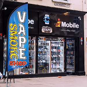 FSFLAG Vape Smoke Shop Advertising Swooper Flag, 11ft Feather Flag with Flag Pole and Ground Stake, Banner Sign for Vape Smoke Business