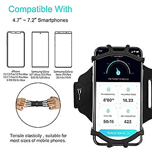 BUMOVE Running Armband for iPhone 15 14 13 12 Pro Max Plus, Samsung Galaxy S24 S23 S22 Ultra Note,Fits All 4-6.7 Inch Smart Phones, with Key Holder Arm Band (Black)