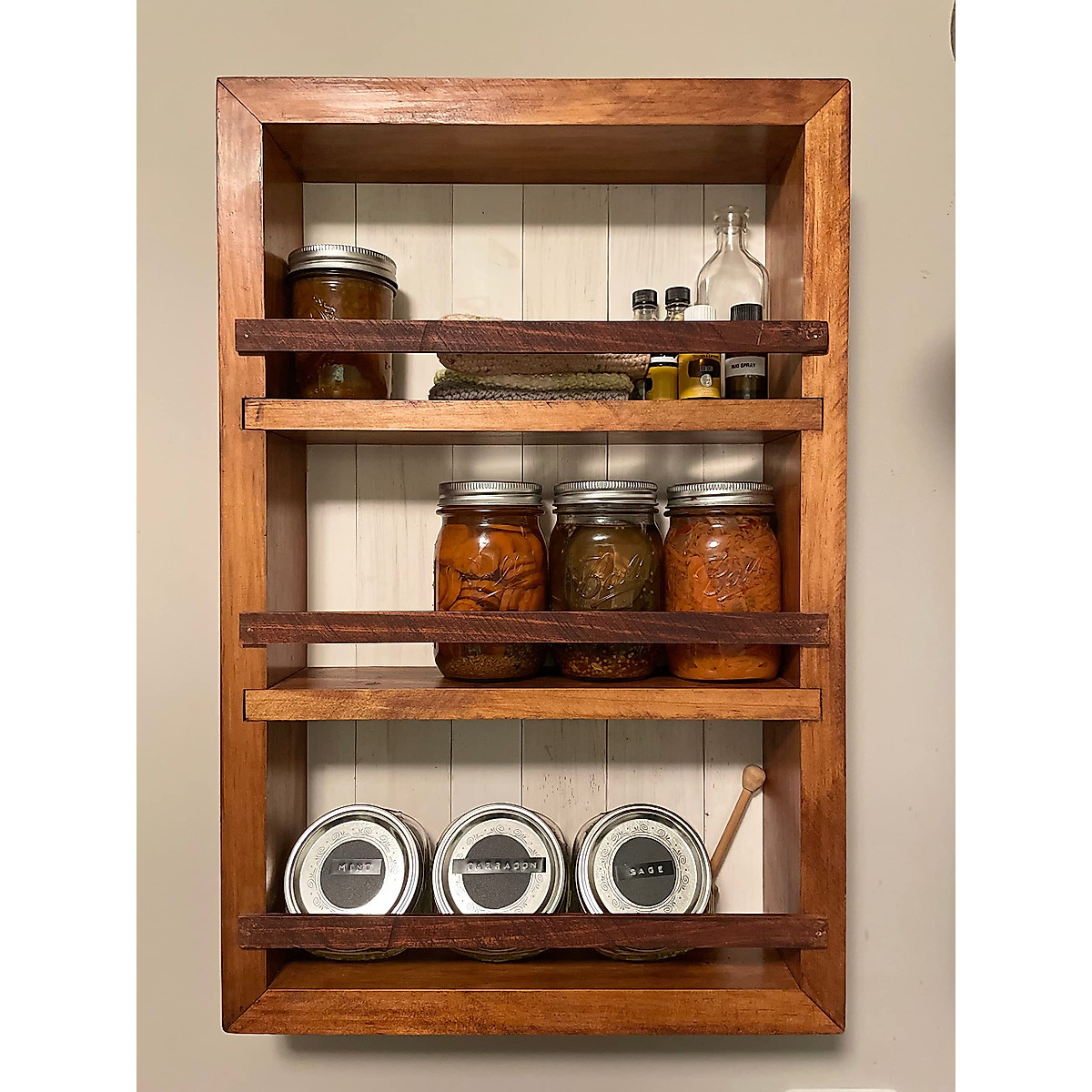 Mansfield Cabinet No. 101 - Solid Wood Spice Rack Cabinet Willow Grey stain/Black