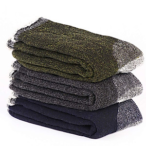 Mens Merino Wool Thermal Socks - Soft Warm Fuzzy Winter Heavy Cushion Hiking Socks (Multi1-Super Thick 3pack)