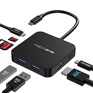 USB C Hub, Multi-Port USB Type-C Hub with 4K HDMI, Power Delivery 100 W | 3 USB 3.0 Port | 1 Type-C 3.0 Port | USB Splitter Adapter for MacBook, Mac Mini, XPS, Laptop (0.5FT（SDTF）)