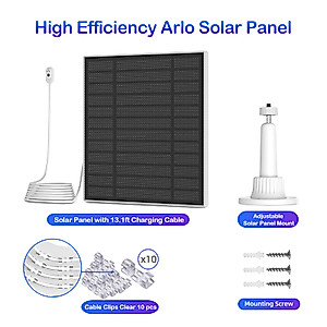 6V 5W Arlo Solar Panel for Arlo Pro 4 Camera/Arlo Pro 3/ Pro 3 Floodlight/Pro 5S/ Arlo Ultra 2 Solar Panel Charger with Arlo Solar Panel Accessories, 360° Adjustment Mount,13.1ft Charging Cord