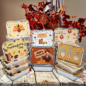 42PCS Thanksgiving Leftover Containers, Thanksgiving Tin Foil Containers with Lids Turkey Aluminum Disposable Food Storage Pans for Fall Party Leftovers, Holiday Treats, Thanksgiving Party Favors