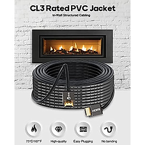 iBirdie 4K HDR HDMI Cable 50 Feet in-Wall CL3 Rated 4K60Hz (HDR10 8/10bit 18Gbps HDCP2.2 ARC) High Speed Ultra HD Shielded Cord Compatible with Apple-TV PS4 Xbox PC