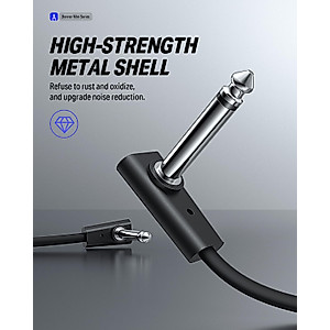 Donner Flat Patch Cables for Guitar Effect Pedal 6 Inch Save Space Clear Sound 1/4" TS Right Angle 6 Packs