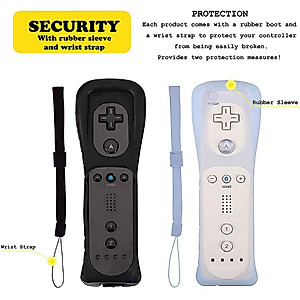 ZeroStory 2 Packs Wireless Controller and Nunchuck for Wii and Wii U Console, Gamepad with Silicone Case and Wrist Strap (Black and White)