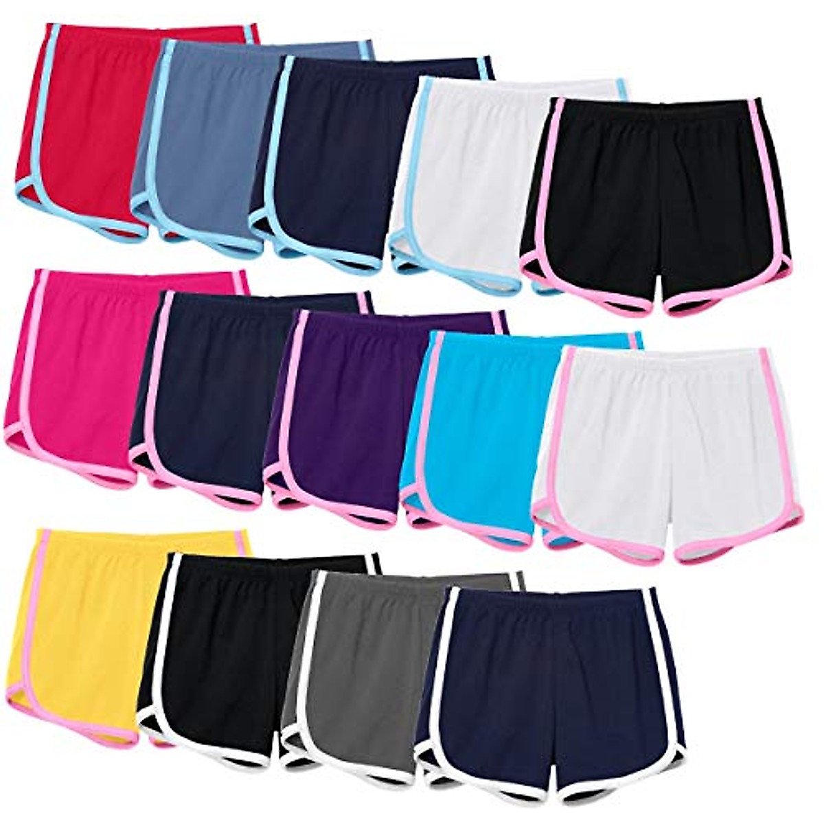 City Threads Girls Running Workout Shorts Yoga Sport Fitness Short Retro Dolphin Short Summer Lounge Gym Play Beach Park SPD Clothing, Navy/Bright Light Blue Trim, 3T