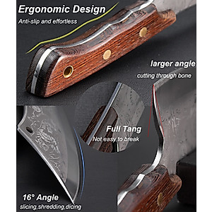 ZENG JIA DAO Meat Cleaver Knives with Sheath - 8'' Hand Forged Butcher Knife with Tiger Style - Heavy Duty Chopping Knife - Rival to Damascus Cleaver Knife for Home, Restaurant - 2023 Gift