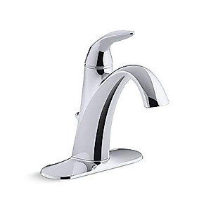 KOHLER K-45800-4-CP Alteo Handle Single Hole or Centerset Bathroom Faucet with Metal Drain, One Size, Polished Chrome