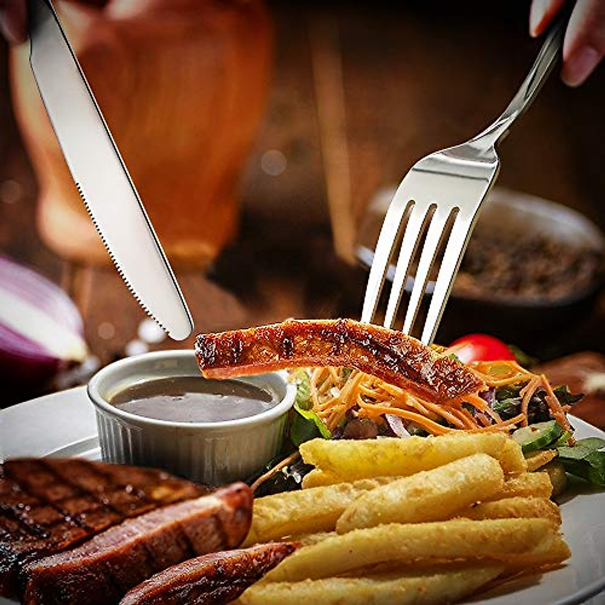 Hiware 24-piece Forks Silverware Set, Food-Grade Stainless Steel Dinner Forks Set, Dishwasher Safe, 8 Inches