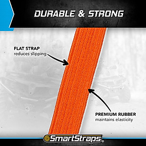 SMARTSTRAPS - 215 SmartStraps Bungee Cords (10pc Value Pack) – Secure Luggage, Coolers and Other Light Loads for Transport – Flat Strap Bungee Cords Distribute Load to Reduce Slipping