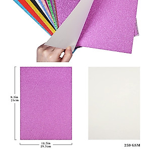 Magic Ants Glitter Cardstock Paper, 45 Sheets 15 Colors, Single-Sided Printed Colored Cardstock Paper, A4 Glitter Card Stock for DIY Projects, Sparkly Paper for Card Making, 250 GSM