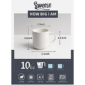 Sweese 616.001 Stackable Coffee Cups - 10 Ounce for Specialty Coffee Drinks, Cappuccino, Cafe Mocha, Latte and tea, Set of 6, White