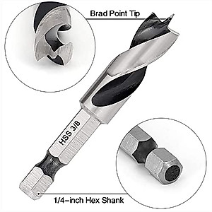 Eyech 6Pcs Brad Point Drill Bits Stubby Drill Bit Set for Wood |Spiral Twist Bit 1/4" Quick Change Hex Shank | 4241 High Speed Steel | for Quick Change Chucks and Drives