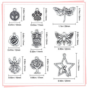 JIALEEY 200 PCS Wholesale Bulk Lots Jewelry Making Charms Mixed Smooth Tibetan Silver Metal Charms Pendants DIY for Necklace Bracelet Jewelry Making and Crafting