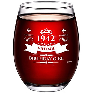 82nd Birthday Gifts for Women 1942 - Wine Glass, Best Friend Birthday Gifts for Woman Happy Birthday Gift for Women Turning 82 Years Old, 82nd Birthday Gift Ideas for Woman, Funny Birthday Presents