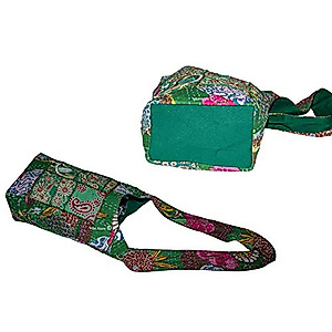 Tribe Azure Women Fashion Hobo Floral Shoulder Bag Monk Style Canvas Sling Tote Handbag Crossbody Roomy Summer Spring Chic (Green)