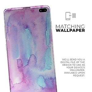 DesignSkinz Blue and Pinkish Absorbed Watercolor Texture Protective Vinyl Decal Wrap Skin Cover Compatible with The Samsung Galaxy S20 (Screen Trim & Back Glass Skin)