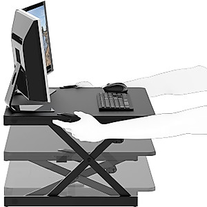 SHW 32-Inch Height Adjustable Standing Desk Converter Riser Workstation, Black