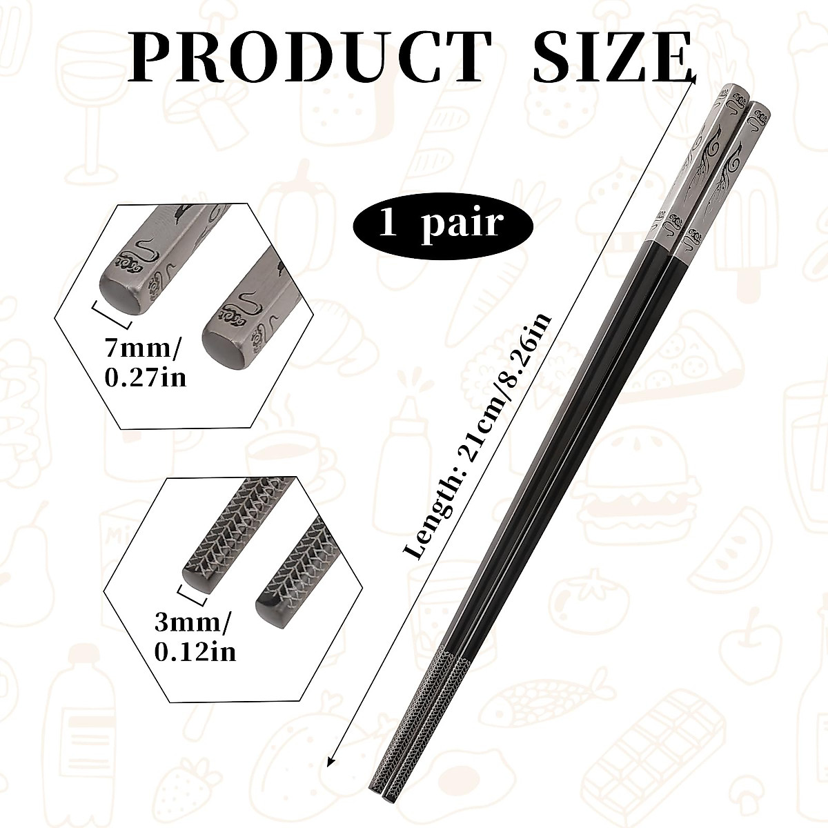 Metal Travel Chopsticks Reusable with Case, Portable Chopsticks with Case, Black Phoenix Chopsticks and Case, Packable Chopsticks for Home