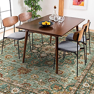 TOPRUUG Washable Oriental Area Rug - 9x12 Rugs for Living Room Soft Carpet for Bedroom Waterproof Floral Distressed Indoor Stain Resistant Non-Shedding Floor Carpets (Green, 9x12)