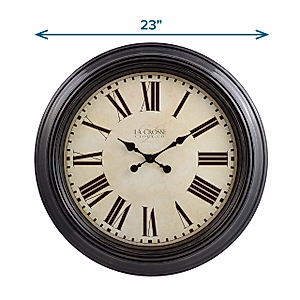 La Crosse 404-2658-INT 23-Inch Maxwell Quartz Wall Clock, Brown