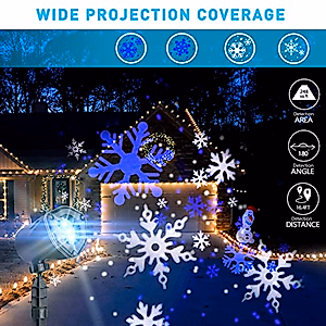 EAMBRITE Christmas Projector Lights LED White Blue Rotating Snowflake Projector Light for Birthday Wedding Theme Party Garden Home Winter Outdoor Indoor Decor