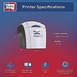 Bodno Magicard Pronto ID Card Printer & Super Supplies Package ID Software, Camera, 300 Cards and 300 Print Ribbon - Bronze Edition