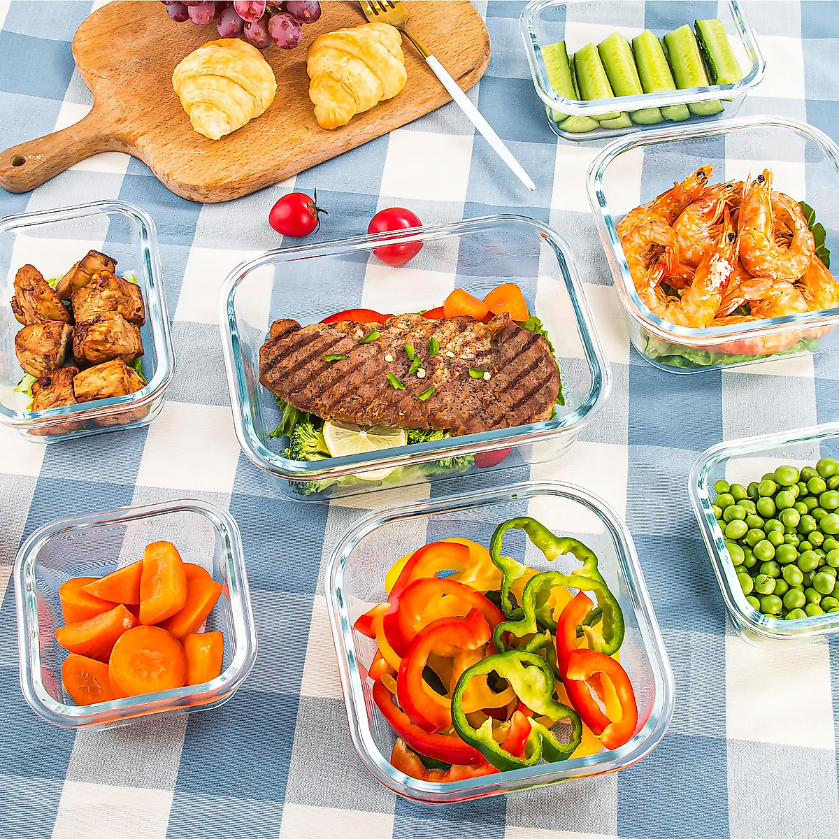 SHYRC 8 Pack Glass Food Storage Containers Set, Glass Meal Prep Containers with Leakproof Lids, Airtight Glass Lunch Containers, Ideal for Food Storage, On-the-Go, Leftover