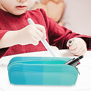 Silicone Pencil Case Pouch Bag Candy Color Pencil Case Cute Pen Case Silicone Pencil Case Small Cute Aesthetic Zipper Pencil Pouch for Travel Cosmetics Makeup Green