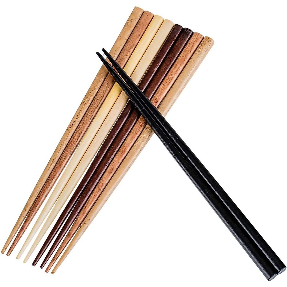 W Home 5- Pairs Bamboo Chopsticks Reusable Chinese Korean Japanese Chopsticks Natural Wood Chop Stick (Chopsticks5set)